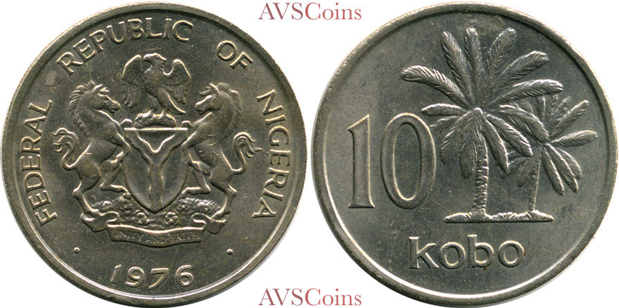 AVSCoins - Nigeria 10 Kobo 1976